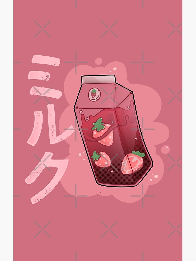 "Pink Strawberry Milk, Strawberry, Kawaii, Pink Design, Strawberry Cow ...