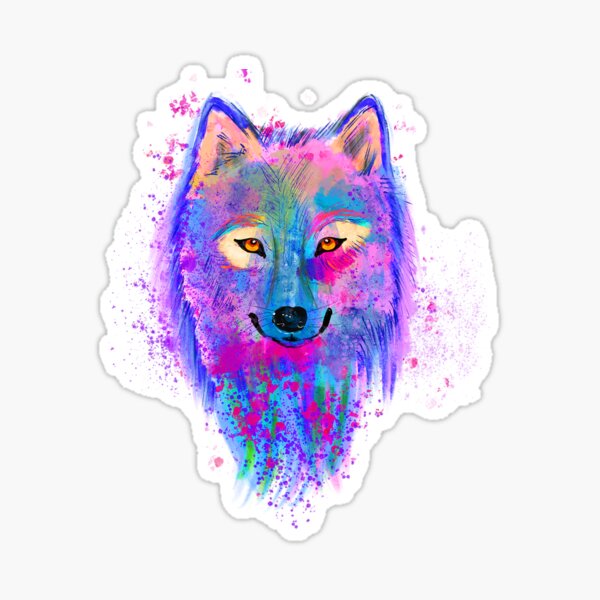 Pegatina «Lobo acuarela estilo de dibujos animados dibujados a mano» de ...