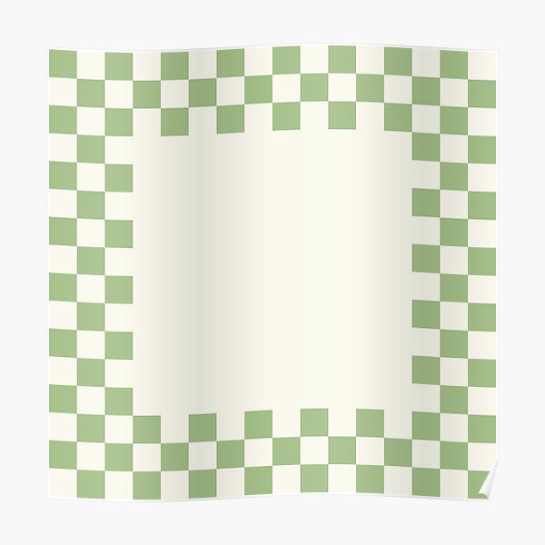 "Checked Frame Checkered Pattern in Light Sage Green and Cream" Poster ...