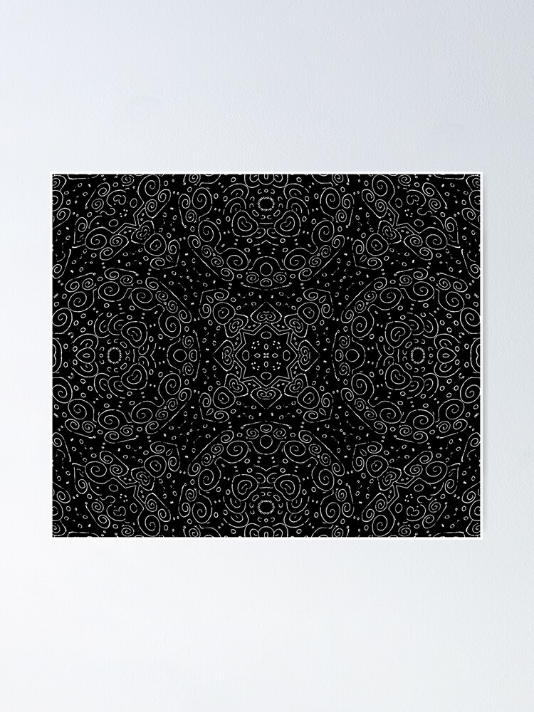 "BLACK CYMATIC ORIENTAL DAMASK. Arabesque Mandala Black & White ...