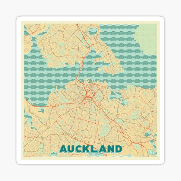 "Auckland Map Retro" Sticker by HubertRoguski | Redbubble