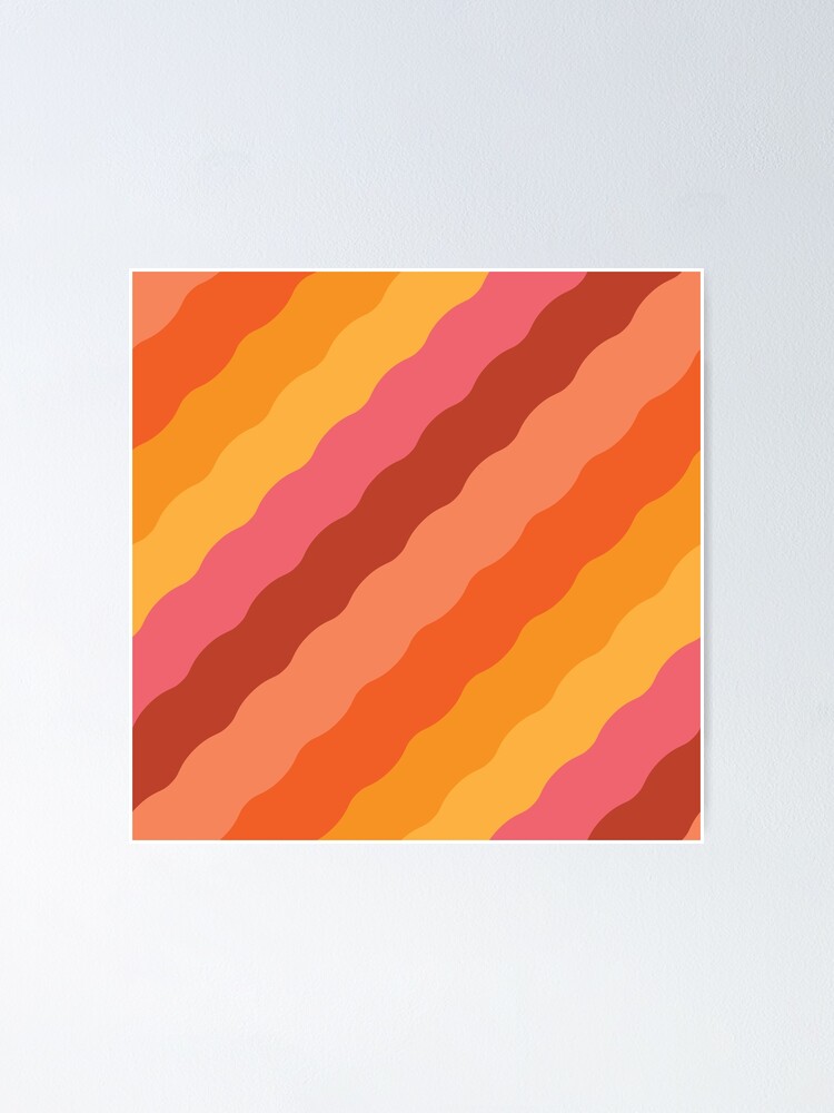 "Abstract retro 70s waves pattern in orange, yellow and brown " Poster ...