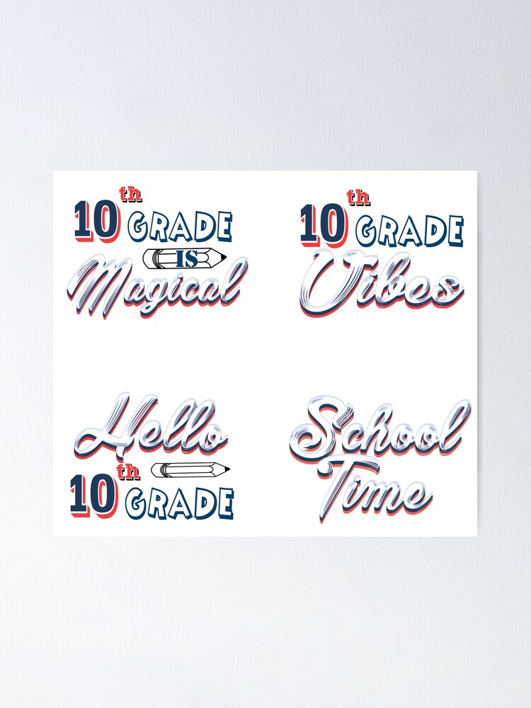 "Hello tenth grade sticker bundle" Poster for Sale by SmilingTees ...