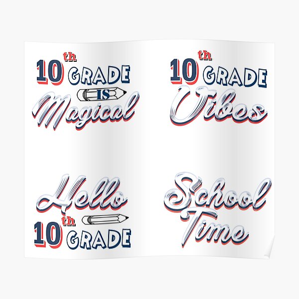 "Hello tenth grade sticker bundle" Poster for Sale by SmilingTees ...