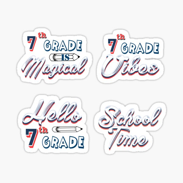 "Hello seventh grade sticker bundle" Sticker for Sale by SmilingTees ...