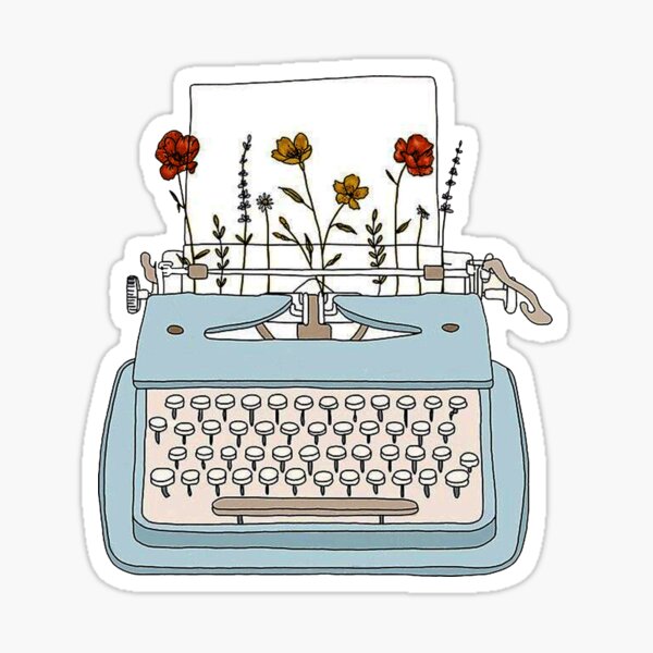 "old copywriter with flowers" Sticker for Sale by THRtee | Redbubble