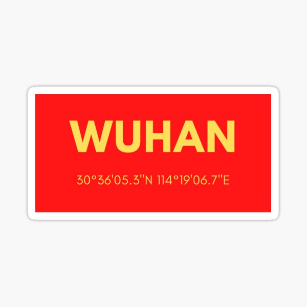 "Favorite City Wuhan China Skyline Cityscape Coordinates" Sticker for ...