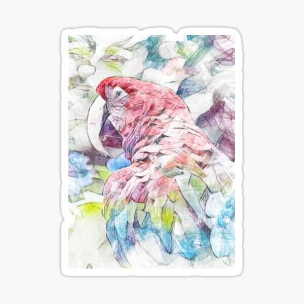"Red parrot colorful artwork" Sticker for Sale by DopeDesign111 | Redbubble