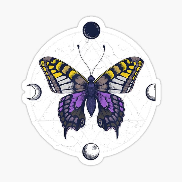 "Nonbinary Butterfly Enby Pride Flag LGBT Subtle Transgender" Sticker ...