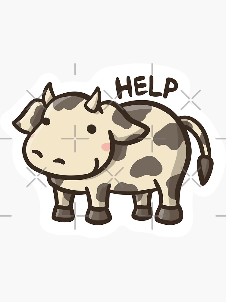 "Cow Help" Sticker for Sale by helpillust | Redbubble