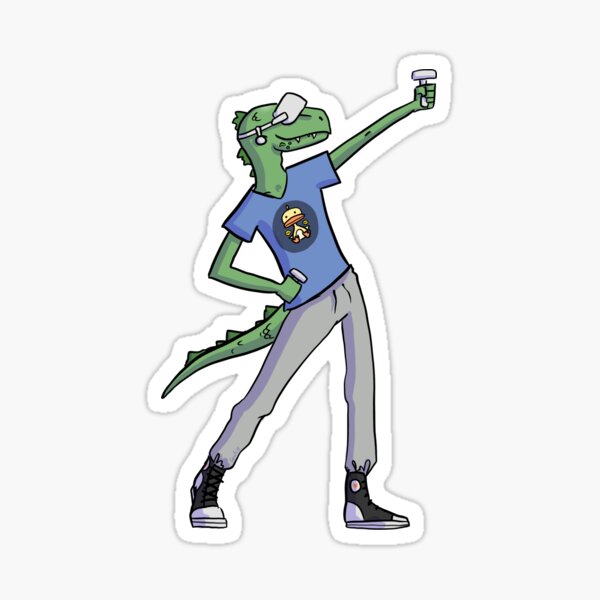 "Humanoid Boomer Dino" Sticker by Cauliflander | Redbubble