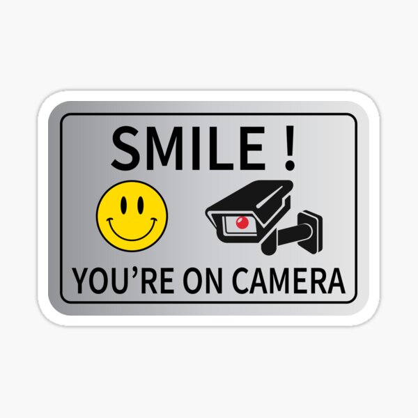 "Funny Video Surveillance Sign" Sticker for Sale by StickDeco | Redbubble