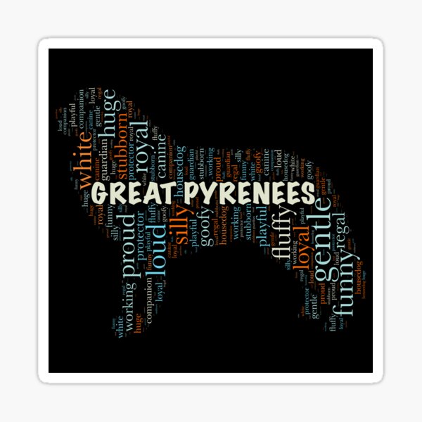 "Great Pyrenees Word Cloud" Sticker for Sale by Flifo20 | Redbubble