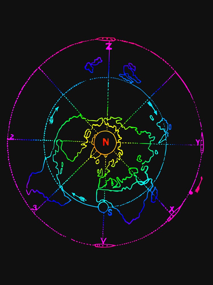 "Colorful Azimuthal Equidistant Map Zetetic Astronomy Flat Earth Map ...