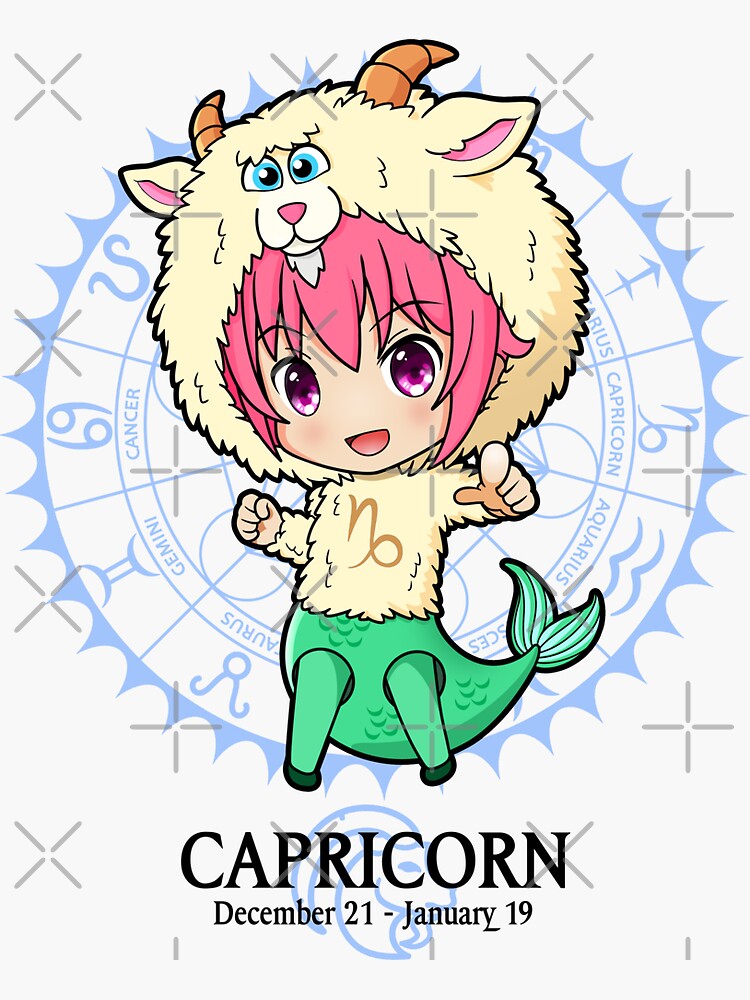 "Cute CAPRICORN Chibi Zodiac Cosplayer" Sticker for Sale by EllyMellow ...
