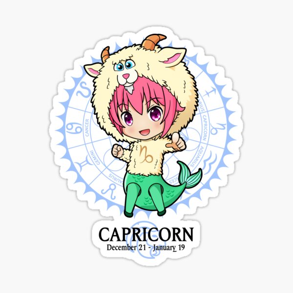 "Cute CAPRICORN Chibi Zodiac Cosplayer" Sticker for Sale by EllyMellow ...