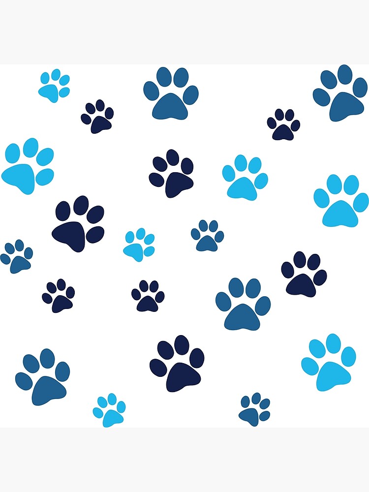 "COLORFUL DOG PAW PATTERNS IN SHADED OF BLUE" Poster for Sale by ...