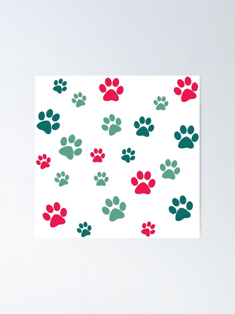 "RED AND GREEN DOG PAW PATTERNS" Poster for Sale by DeliveryGeorge ...