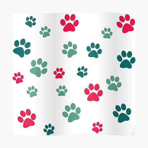 "RED AND GREEN DOG PAW PATTERNS" Poster for Sale by DeliveryGeorge ...