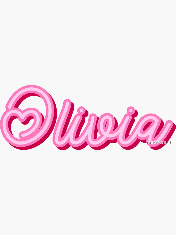 "Olivia name pink heart" Sticker for Sale by maoudraw | Redbubble