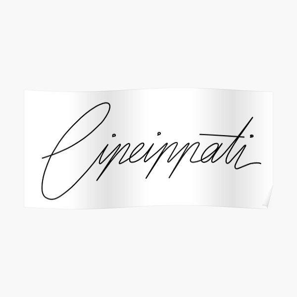 Poster « Cincinnati, OH - Conception d'écriture de script de main noir ...