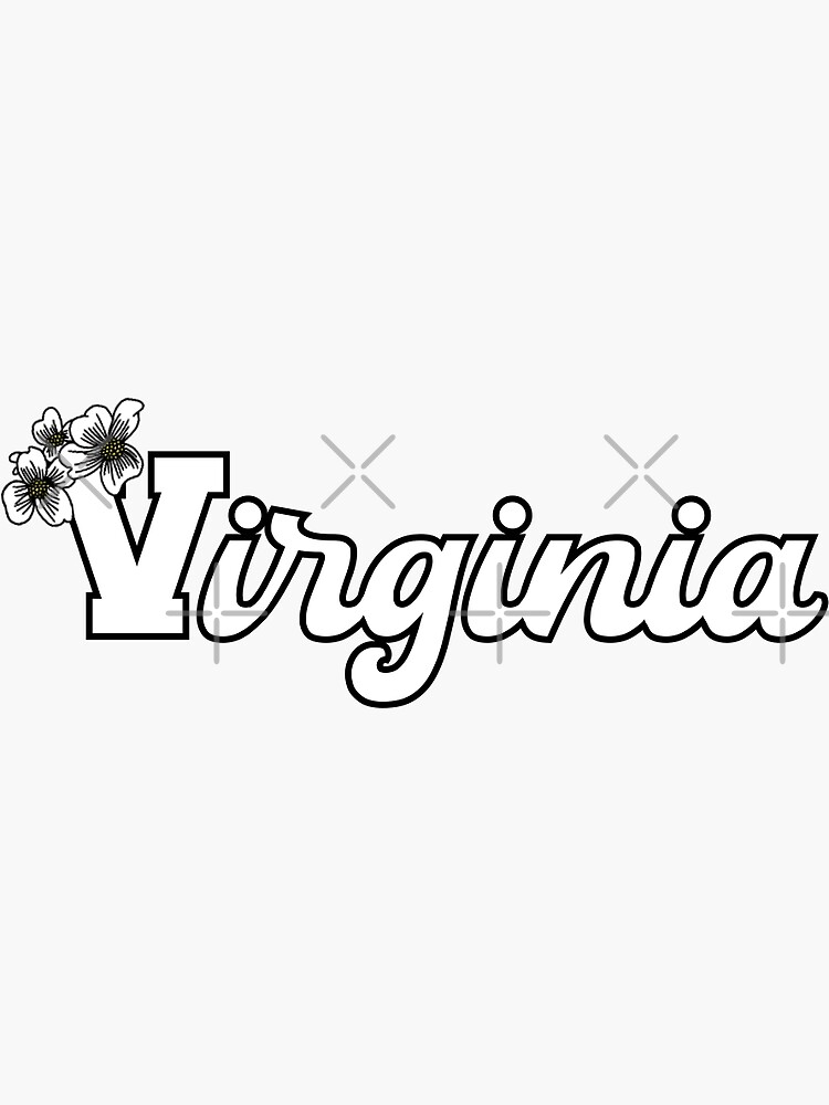 "White Virginia Lettering" Sticker for Sale by ecoastapparel | Redbubble