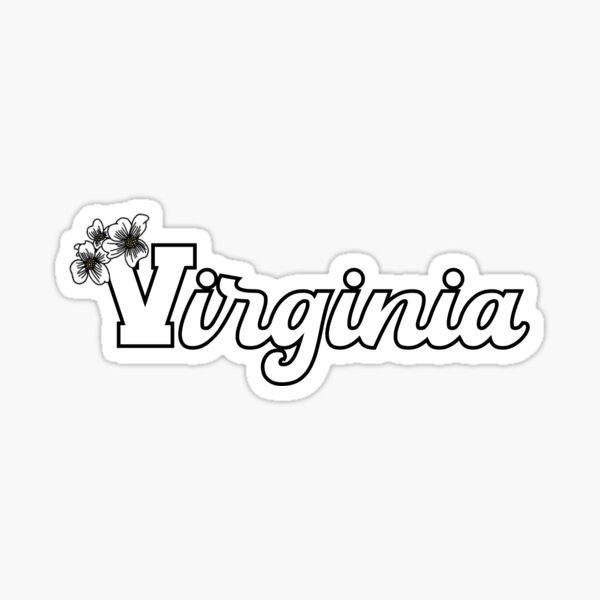 "White Virginia Lettering" Sticker for Sale by ecoastapparel | Redbubble