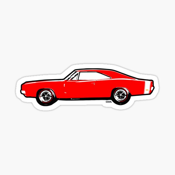 "Red 60s Side DC Muscle Car" Sticker for Sale by CoolRide | Redbubble