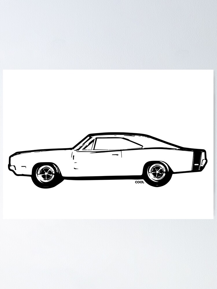 "White 60s Side DC Muscle Car" Poster for Sale by CoolRide | Redbubble