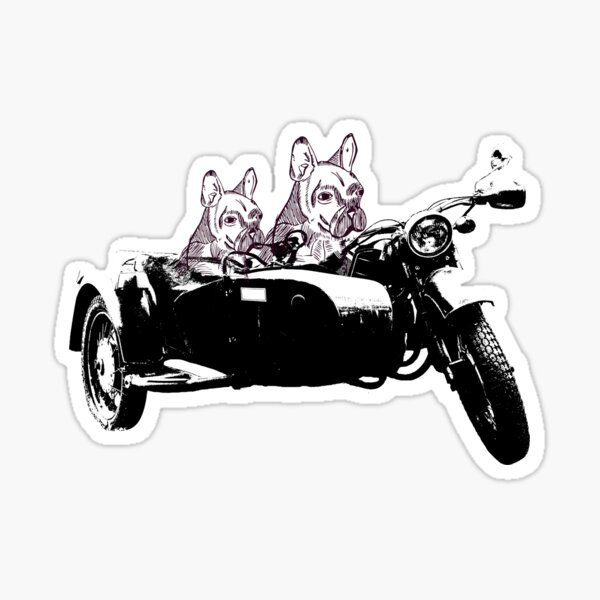 "Biker Dogs With Sidecar" Sticker for Sale by CrossThunder | Redbubble