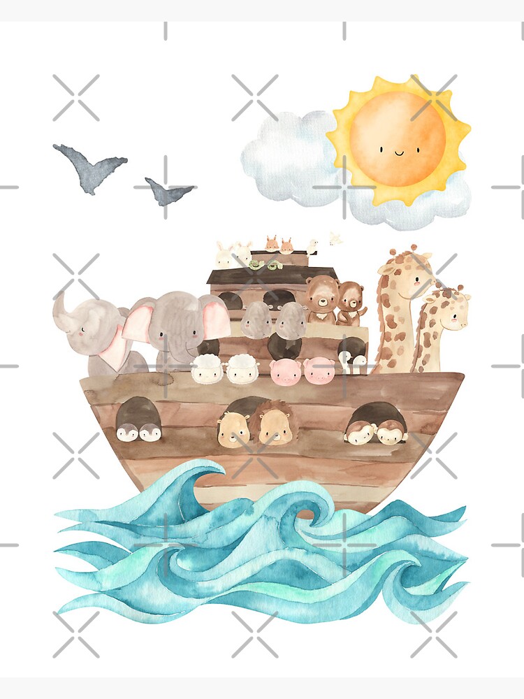 "Cute Noah's Ark watercolor art " Canvas Print for Sale by ...
