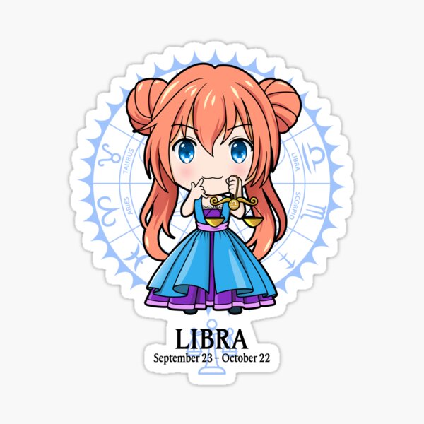 " Cute LIBRA Chibi Zodiac Cosplayer" Sticker for Sale by EllyMellow ...