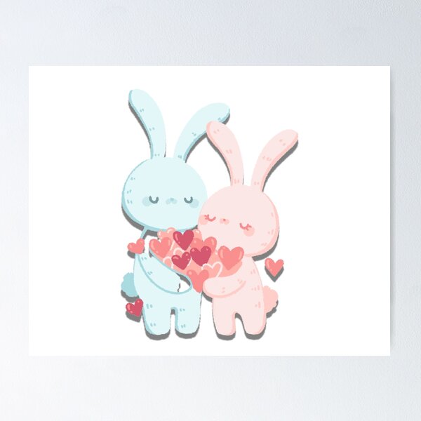 "romantic rabbits sticker" Poster for Sale by StarBluArte | Redbubble