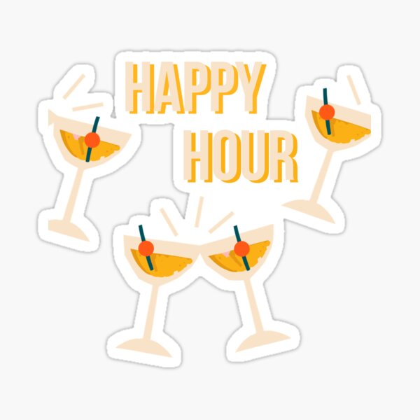 "happy hour sticker funny festival alcohol" Sticker for Sale by ...