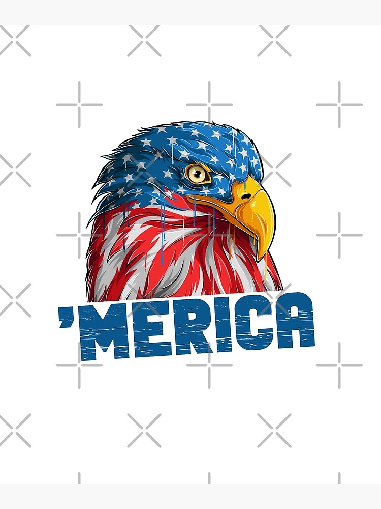 "'Merica USA Funny Fourth of July 4th Bald Eagle Stars and Stripes ...