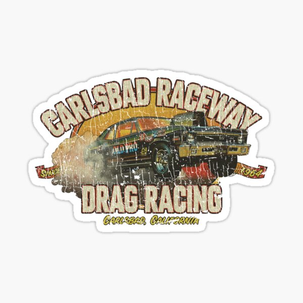 "Carlsbad Raceway Drag Racing 1964" Sticker by AstroZombie6669 | Redbubble