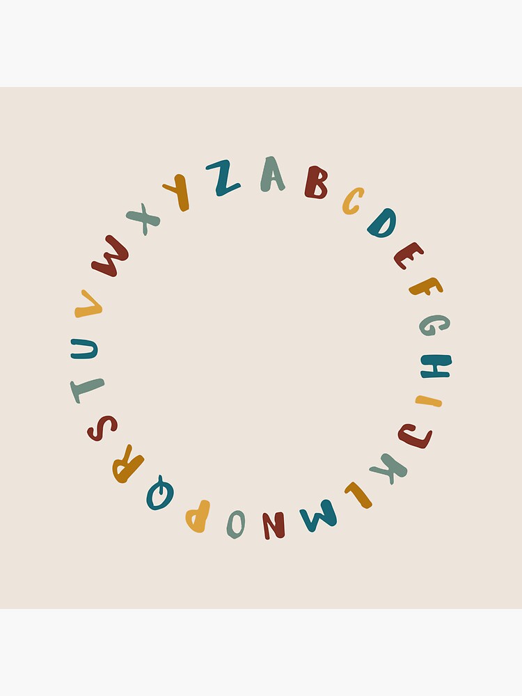 Pegatina «Círculo ABC | bohemio en la arena | Alfabeto ABC minimalista ...