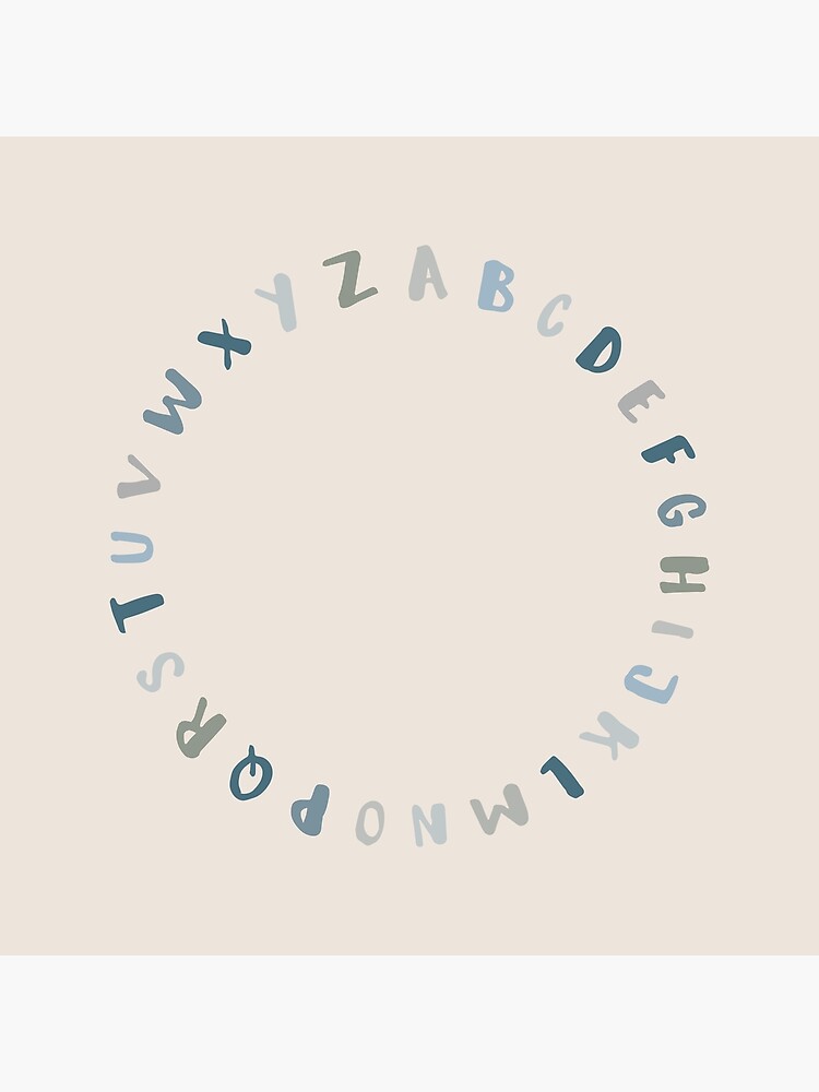 Lámina fotográfica «Círculo ABC | Azul océano sobre arena | Alfabeto ...