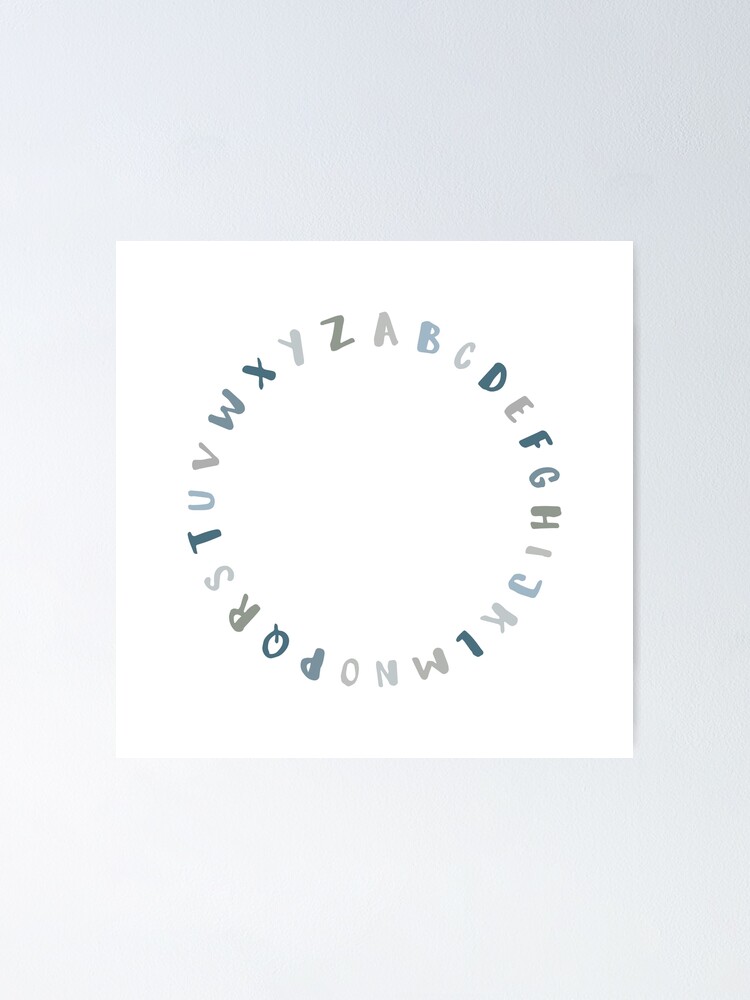 Póster «Círculo ABC | Azul océano sobre blanco | Alfabeto ABC ...