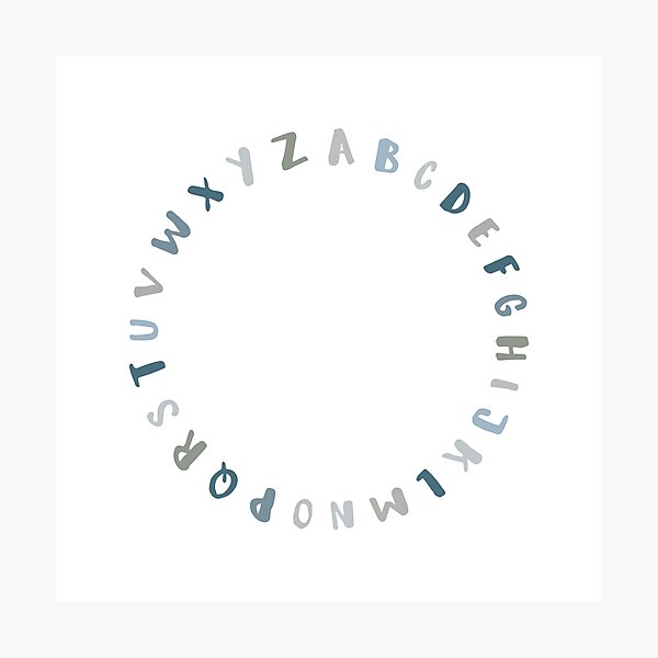 Lámina fotográfica «Círculo ABC | Azul océano sobre blanco | Alfabeto ...