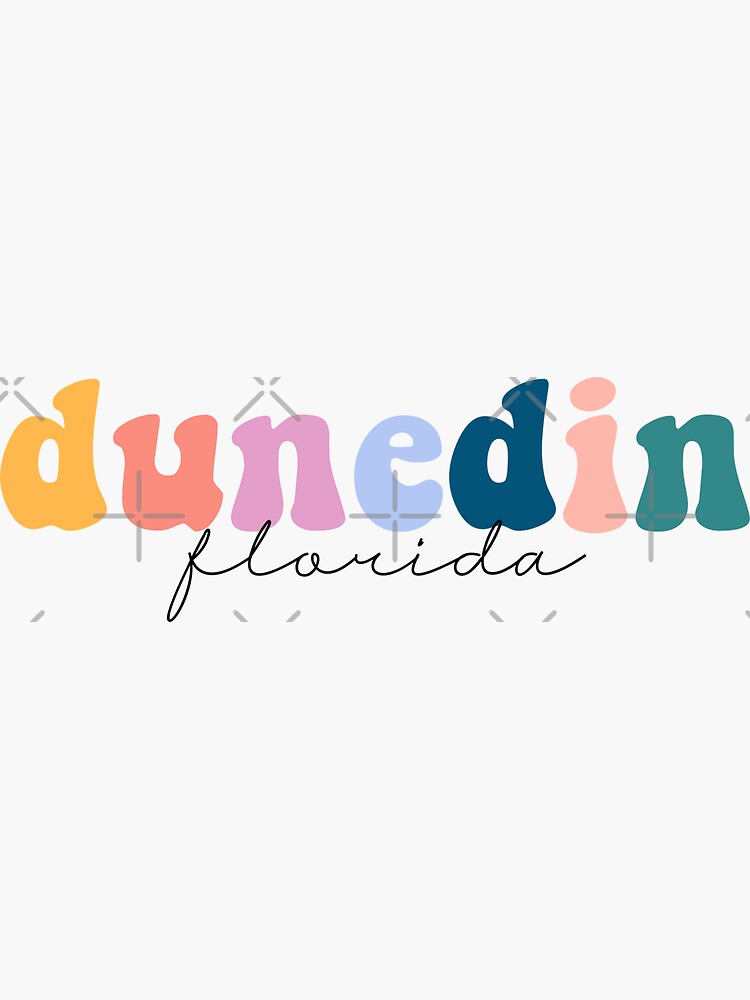 "Dunedin Florida Groovy Rainbow Pastel Lettering" Sticker for Sale by ...