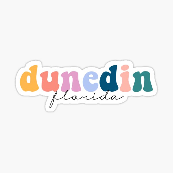 "Dunedin Florida Groovy Rainbow Pastel Lettering" Sticker for Sale by ...