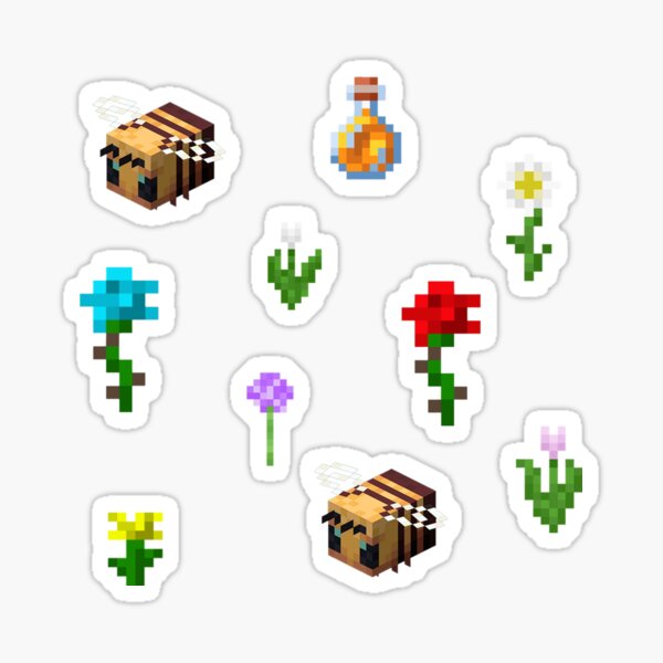 "Minecraft Aesthetic Bee And Flower 10 Stickers Sheet " Sticker for ...