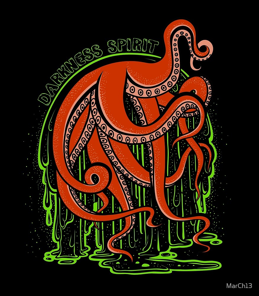 "Monster octopus in the green radioactive sludge." by MarCh13 | Redbubble