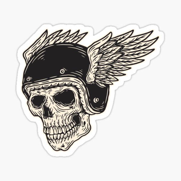 "Winged motorcycle skull" Sticker for Sale by Disturbed-Mind | Redbubble