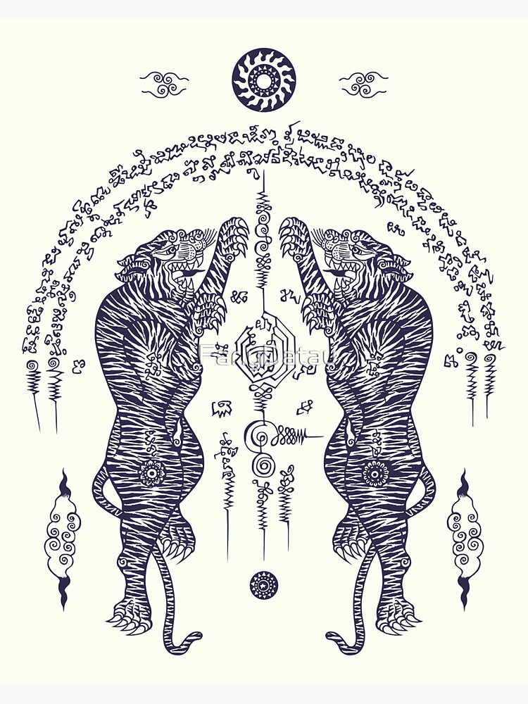 "Sak Yant Thai Traditional Art of Talisman Tiger Leap (Tiger pairs ...