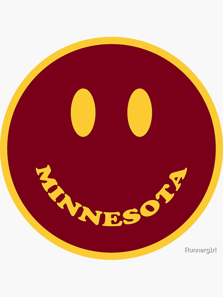 "University of Minnesota Smiley Face - Maroon and Gold" Sticker by ...