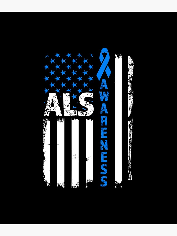 "ALS Awareness Blue Ribbon US " Poster for Sale by GustaBane | Redbubble