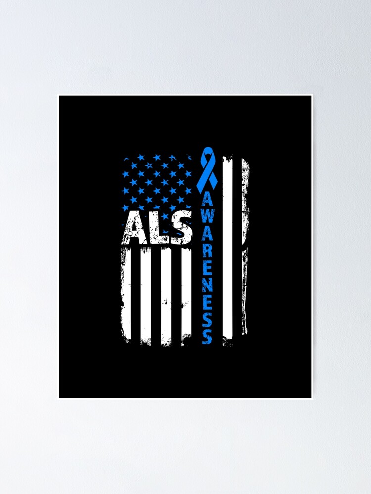 "ALS Awareness Blue Ribbon US " Poster for Sale by GustaBane | Redbubble