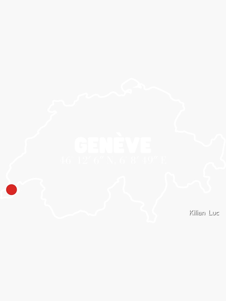 "Geneva with Swiss map & coordinates" Sticker for Sale by KilianLuc ...
